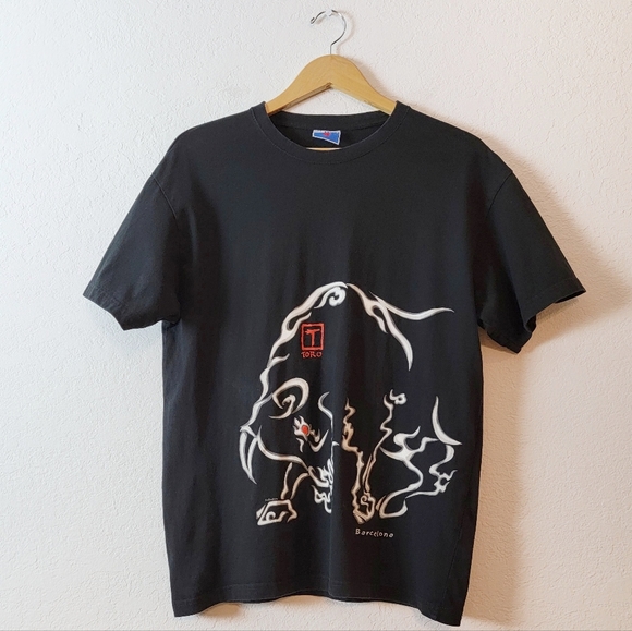 Vintage | Shirts | Barcelona Spain Y2k Bull Toro Running Of The Bulls ...